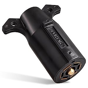 Spurtar 7 Pin Trailer Plug 7 Way Round RV Style Flat Blade Trailer Light Wiring Harness Trailer End Towing Replacement Connector Male End Adapter 12V Towbar-New Upgraded