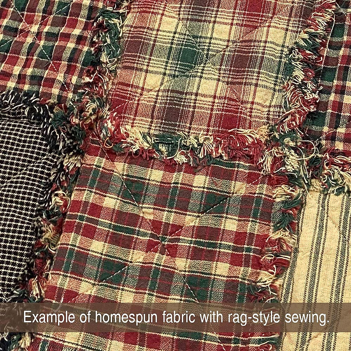 Vintage Christmas 2 Cotton Homespun Plaid Fabric by JCS - Sold by The Yard