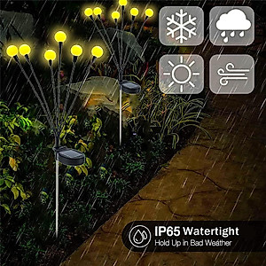 colcutee 4 Pack Solar Garden Lights, Solar Outdoor Swaying Lights Ip65 Watertight, 2 Lighting Modes Firefly Decorative Lights, for Landscaped Garden Access Patios (Warm White)