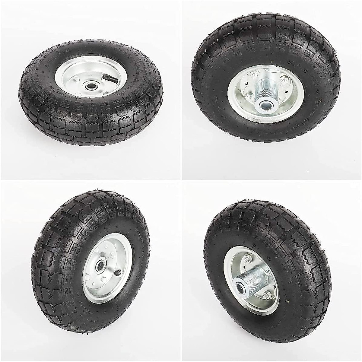 bimiti 4 Pack 10" Rubber Tires and Wheels Pneumatic Air Filled Heavy-Duty Replacement Wheels Tires with 5/8" Center Bearing All Purpose Utility Air Tires Wheels for Dolly Hand Truck Garden Cart