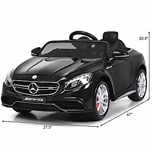Costzon Ride On Car, 12V Licensed Mercedes Benz Battery Powered Electric Vehicle w/Remote Control, 3 Speeds, LED Lights, Music, Horn, MP3/USB/TF, Ride On Power Wheel for Kids (Black)