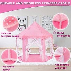WillingHeart Princess Castle Play Tent for Girls Kids Pink Large Indoor Outdoor Dress Up Pretend Fort Playhouse Children Toddler Fairy Playroom Child Game Party Dream House Camping to Birthday Gift