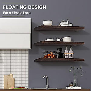 Marsmiles Natural Wood Floating Shelves, Rustic Brown