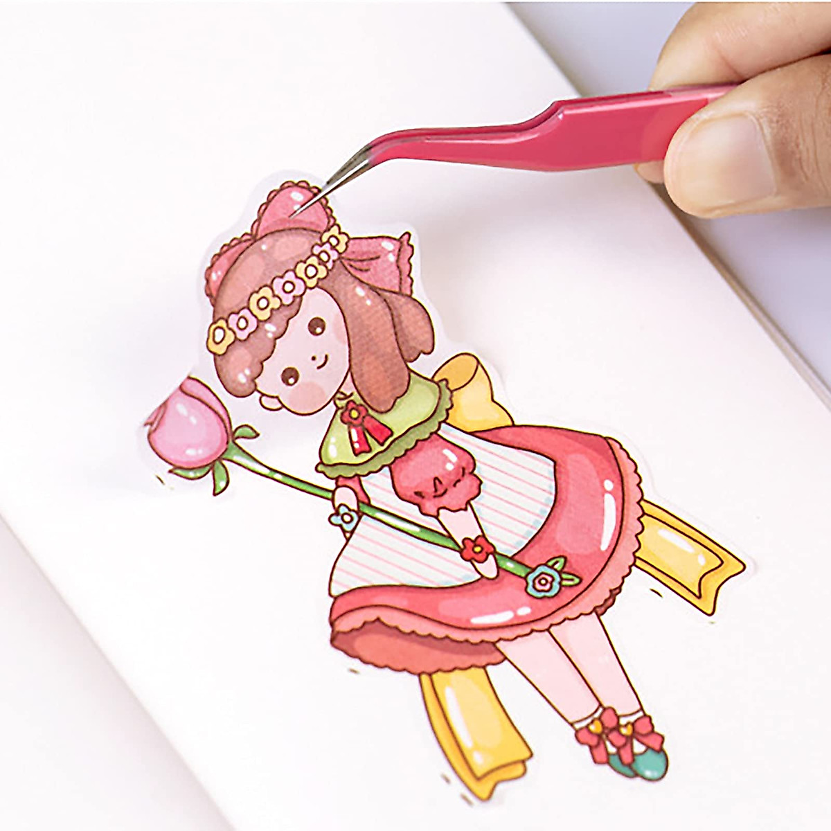 MAXLEAF 2pcs Stainless Tweezers Straight Curved Tweezers for Stickers Eyelash Extensions Precision Electronics Nail Rhinestone Jewelry, Scrapbooking Tools (Purple)