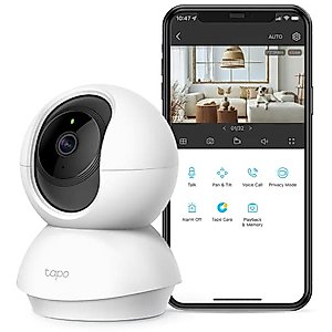 TP-Link Tapo 2K Pan/Tilt Security Camera for Baby Monitor, Dog Camera w/ Motion Detection, Motion Tracking, 2-Way Audio, Night Vision, Cloud &SD Card Storage, Works w/ Alexa & Google Home (Tapo C210)