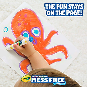 Crayola Color Wonder Mess Free Coloring Kit (120ct), 100 Coloring Pages, 20 Mini Markers, Travel Activity, Toddler Gift, 3+