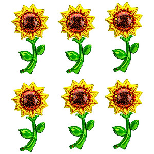 6 Pack Sunflower Balloons,Sunflower Mylar Balloon Arch Kit,Yellow Aluminum Foil Sunflower Balloon Garland, Sunflower Birthday Party Decorations, Sunflower Decorations for Party Wedding Shower,36 Inch