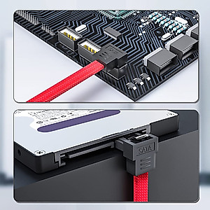 ELECPOW SATA 3.0 Cable(5 Pack), SATA III Right Angle 90 Degree HDD SDD Data Cable, Nylon Braided Cable with Locking Latch for SATA HDD, SSD, CD Driver, CD Writer(20 Inch)