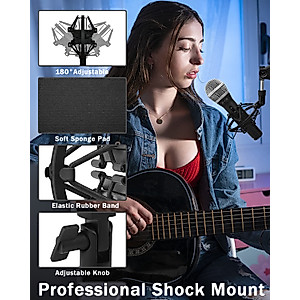 Microphone Shock Mount Mic Holder For Samson Q2U Shure SM58 ATR2100-USB Behringer Xm8500, Mic Clip Holder Mount for Diameter 28mm-32mm Dynamic Microphone Like AT2005-USB Shure PGA48 PGA58, Boseen