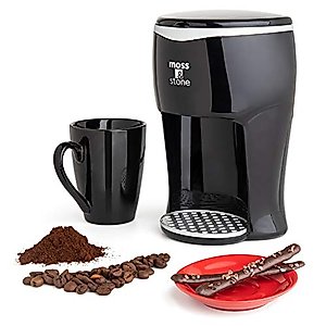 Moss & Stone Mini Drip Coffee Maker with Mug, Small Coffee Pot With Coffee Cup, Mini Coffee Maker, One Cup Coffee Maker (1 Drip & 4oz Mug)