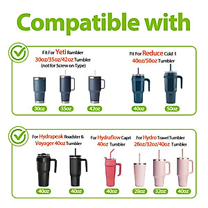 Zukro Replacement Lid for 50 oz & 40 oz Reduce Tumbler, Fit for 42 oz, 35 oz, 30 oz Yeti Rambler Tumbler, Leakproof 2-in-1 Flip Straw Lid, Press-in, Fit for Hydrapeak 40 oz Tumbler, Bubblegum