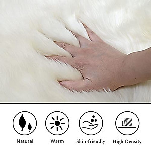 OKAYDA Genuine New Zealand Sheepskin Area Rug Soft Lambskin Decorative Rug for Bedroom Sofa Floor One Pelt