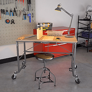 CoscoProducts 66720DKG1E COSCO Smartfold Portable Folding MDF Work top (Gray, 350 pounds) Workbench Desk, Tan