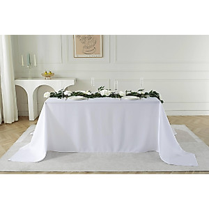 Craft And Party 10 Pack Rectangle Tablecloth, 90 x 132 Inch White Tablecloth, 8ft Rectangle Table Cloth, Polyester Fabric Washable Tablecloth for Home, Party, Wedding or Restaurant Use.