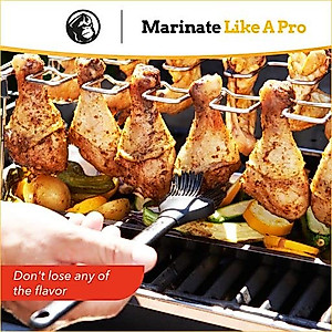 Mountain Grillers Chicken Leg Rack for Grill - Hold Up 12 Legs, Chicken Wings, Thighs, Drumsticks, BBQ Grill Chicken Rack with A Locking Mechanism & Deep Drip Tray for Smoker Premium Stainless Steel