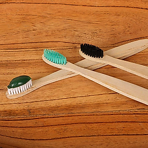 SoulGenie HealthAndYoga™ Natural Wood Toothbrush, Soft Charcoal Bristles, Eco-Friendly, Single, Black