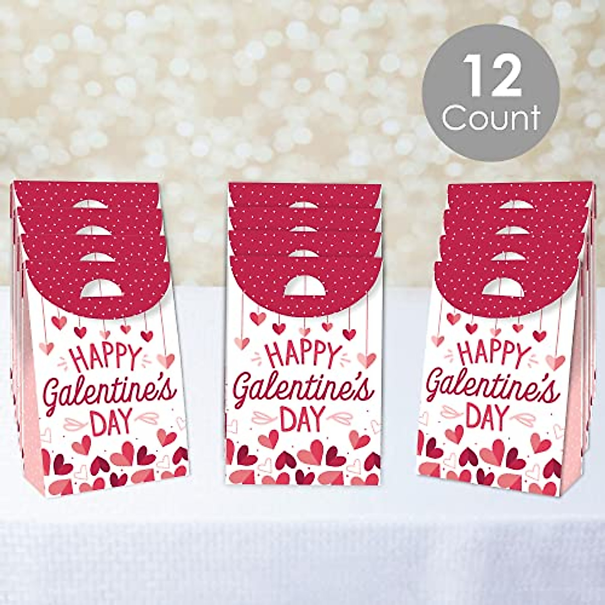 Big Dot of Happiness Happy Galentine’s Day - Valentine’s Day Gift Favor Bags - Party Goodie Boxes - Set of 12