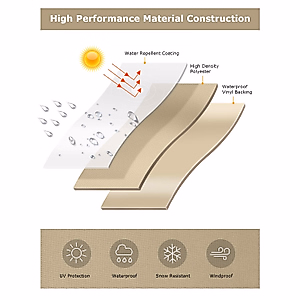 SunPatio Waterproof Patio Sofa Covers, Heavy Duty Outdoor Furniture Covers, Deep Seated Loveseat Covers with Air Vent/Closure Straps/Drawstrings, All Weather Protection, 60" L x 40" W x 32" H, Beige