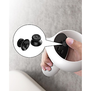 Thumbsticks Replacement for Oculus Quest 2 Controller/Meta Quest 3 Controller, for Oculus Quest 2 Controller Replacement Parts, Include 2 Thumbsticks, for Oculus Quest 3 Controller (Black-2-in-1)
