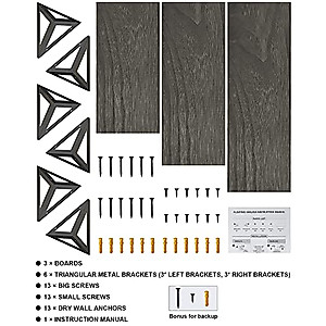 BAYKA Floating Shelves for Bedroom Decor, Rustic Wood Wall Shelves for Living Room Wall Mounted, Hanging Shelving for Bathroom, Laundry Room, Small Shelf for Plants, Books(Charcoal,Set of 3)