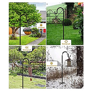 Derkniel Shepherd Hook 60 Inch Tall Heavy-Duty Metal Garden Hanging Pole Stake for Bird Feeder Pole Plant Baskets, Black (2 Packs),Matte,60in-2pcs(DNL-SHHOOK60-2)