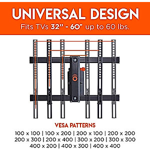 ECHOGEAR Swivel Full Motion TV Wall Mount for TVs Up to 60" - Smooth Extention, Tilt - Wall Template for Easy Install On 1 Stud - After Install Level & Hide Cables with Built-in Cable Management