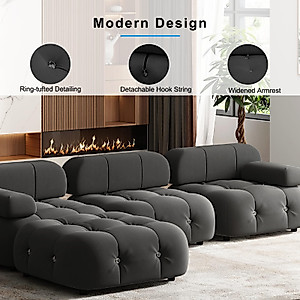 PUREMIND Bubble Couch 103 Inches,Funky Velvet Bubble Sofa Convertible Modular Sectional Couch, Modern L Shaped 3 Seater Bubble Sofa,DIY Cool Cloud Couches for Living Room Bedroom Apartment (Dark Grey)