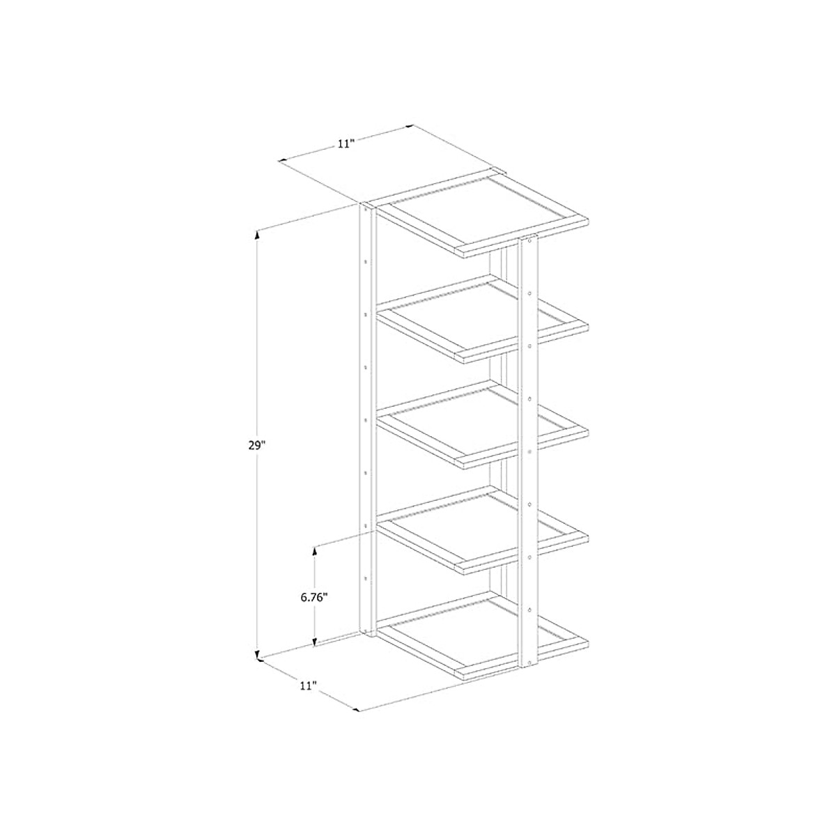 MoNiBloom 5 Tier Shoe Rack, Bamboo Narrow Single Pairs Shoe Storage Space Saving Ventilated Shoe Organizer for Small Spaces Corner Hallway Entryway, Brown