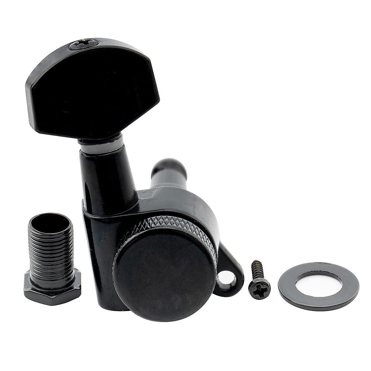 Musiclily Pro 6 inline Guitar Locking Tuners 6R String Tuning Pegs Keys Machine Heads Set for Fender Stratocaster Strat Telecaster Tele Style Electric Guitar, Black