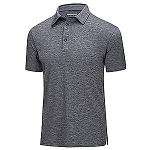 MAGCOMSEN Mens Polo Shirts Dry Fast Golf Shirts Workout T-Shirt Athletic Shirts Running Shirts Fishing Shirts Polos Short Sleeve Casual Shirt Summer Shirts Dark Grey