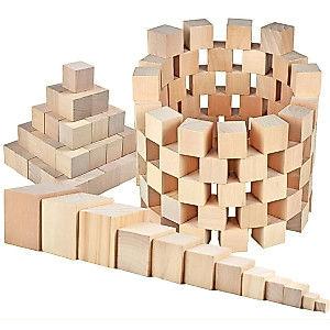 Wood Blocks for Crafts, 1.5 inch Unfinished Wood Cubes, 15 Pcs Natural Wooden Blocks, Wood Square Blocks, Wooden Cubes for Arts and DIY Projects, Puzzle Making