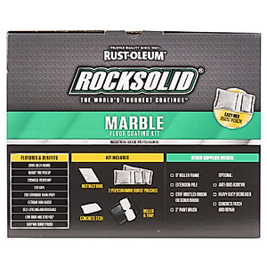 Rust-Oleum 306321 RockSolid Marble 1 Car Garage Floor Coating Kit, Mountain White, 5 Piece Set