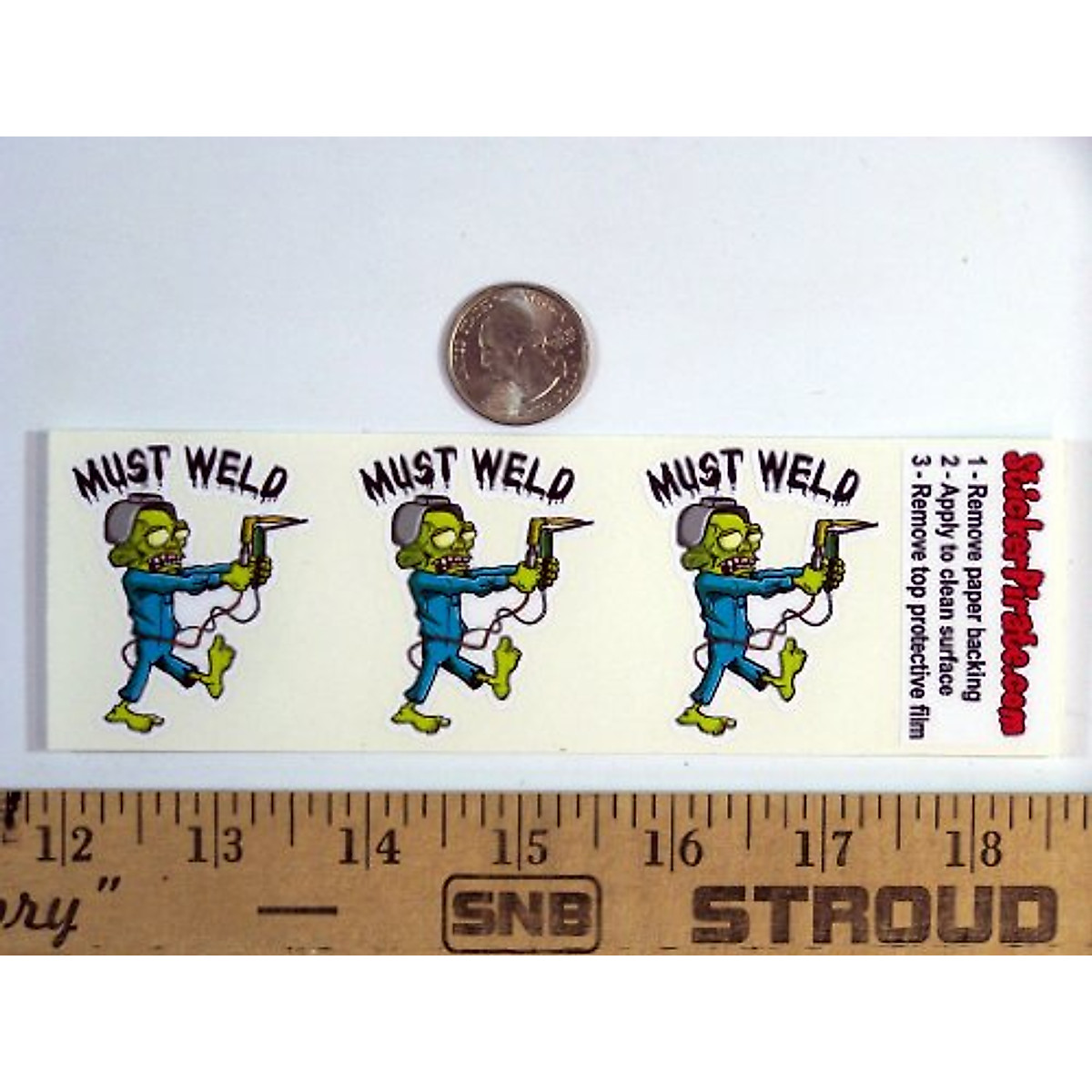3 - Must Weld Zombie Welder Hard Hat/Helmet Stickers H232
