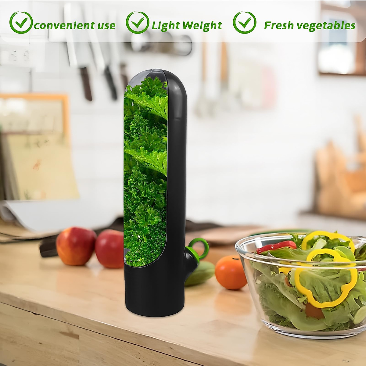 woodounai 2 Pcs Herb Saver for Refrigerator Cilantro Container for Fridge Fresh Herb Keeper Herb Storage Fridge Organizer for Cilantro Mint Parsley Asparagus Vegetables Fruit (White & Black)