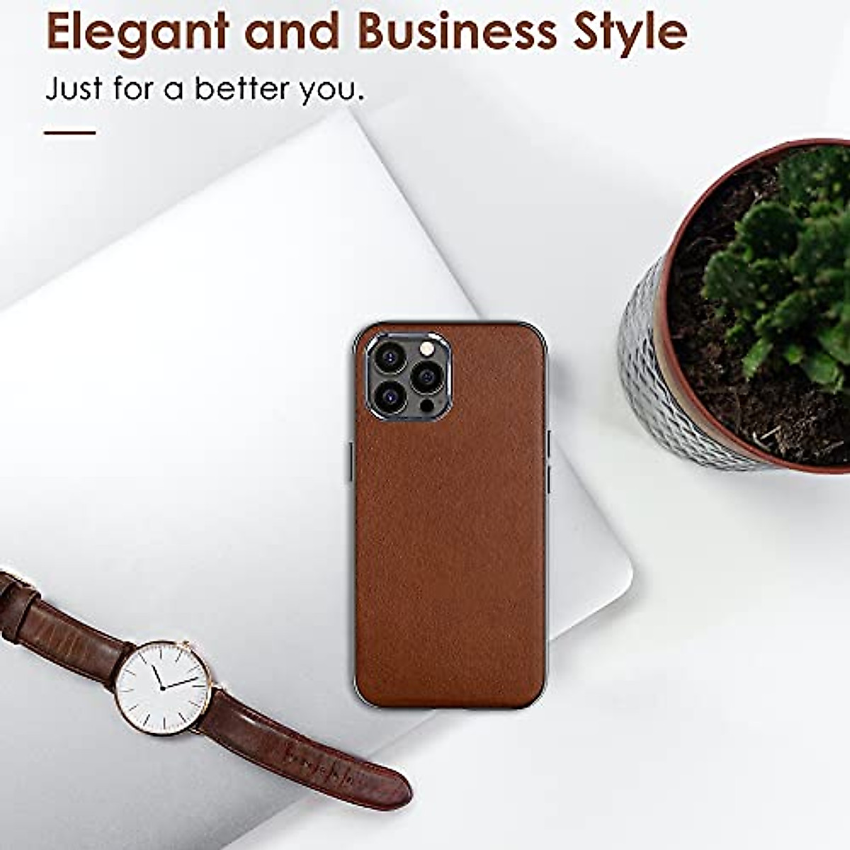 LOHASIC Case for iPhone 13 Pro Max, Soft PU Leather Classic Luxury Business Slim Cover Non-Slip Anti Scratch Full Protective Phone Cases Compatible with iPhone 13 Pro Max(2021) 6.7" - Brown