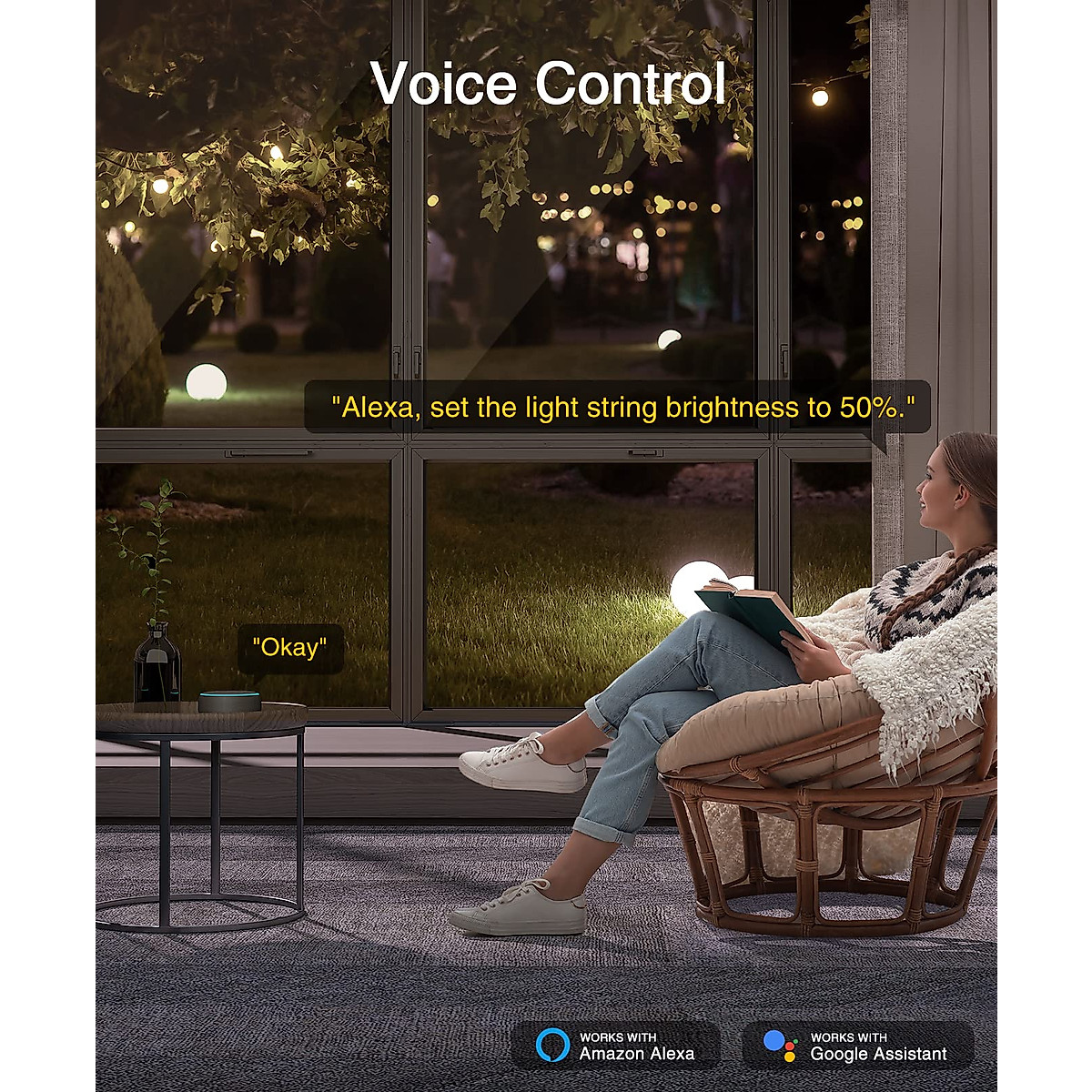 GHome Smart Outdoor Plug Dimmer, WiFi Outlet Timer Works with Alexa Google Assistant, IPX4 Weatherproof Plug-in Dimmer for Outdoor String Lights Decorations, No Hub Required, 2.4GHz WiFi Only