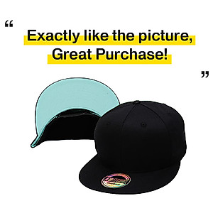 KNW-UNDERBRIM BLK-DBL Classic Snapback Hat Blank Cap Underbrim Cotton Wool Blend Flat Visor Adjustable Unisex
