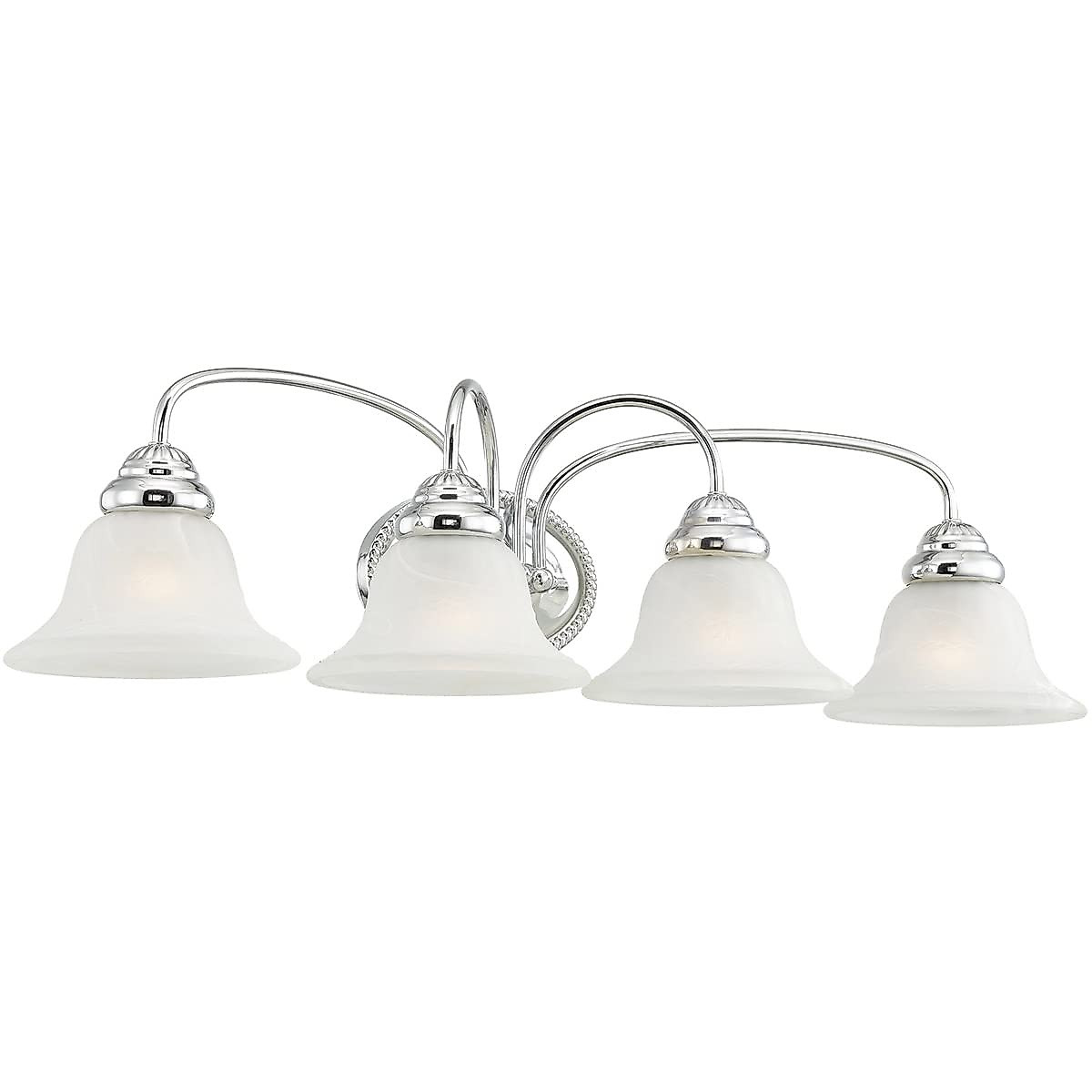 Modern and Sleek 30.5 Inch 4-Light Polished Chrome Bathroom Vanity Light Fixture with Elegant White Alabaster Glass Shade – Illuminate Your Space with Style!