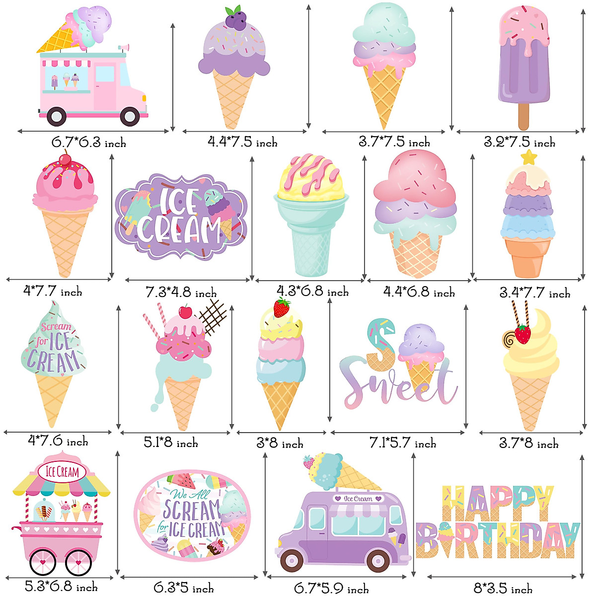 Ice Cream Party Hanging Swirls Ice Cream Birthday Party Decorations 20pcs Summer Ice Cream Party Hanging Decor Ice Cream Cone Swirls Streamer for Summer Theme Baby Shower Supplies