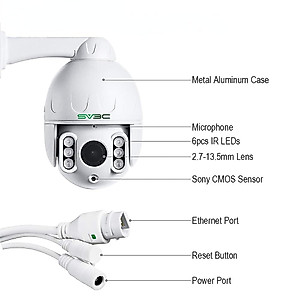 SV3C PTZ Poe Camera Outdoor 5MP Onvif Security Camera, 5X Optical Zoom, Auto Focus, Two-Way Audio, HD Night Vision, Waterproof, APP Motion Alerts, RTSP, Remote View, 24/7 Recording, Wired