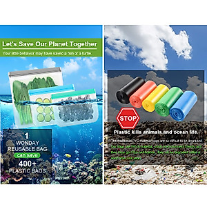 Reusable Ziplock Bags Silicone, Leakproof Reusable Freezer Bags, BPA Free Reusable Food Storage Bags for Lunch Marinate Food Travel, 4 Gallon 4 Snack 4 Sandwich Bags 1 Drying Rack