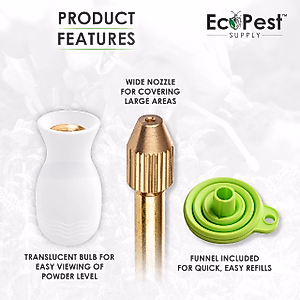 Powder Duster | Large Bulb Duster, Sprayer, and Applicator for Powder and Dust | Perfect for Organic Gardening and Pest Control Treatment for Bed Bugs, Roaches, Ants, Fleas, Ticks, and More