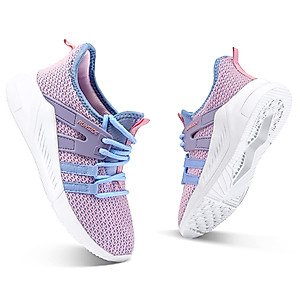 RUNSIDE Boys Girls Tennis Shoes Kids Lightweight Breathable Sneakers Lace-up Running Athletic Shoes for Toddler/Little Kid/Big Kid Purple