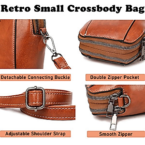 Mini Shoulder Crossbody Bag - Premium leather Retro All-Match Vertical Cellphone Bag Handmade Bag for Women (Black)