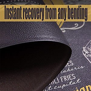 Kitchen Mat and Kitchen Rugs 2 PCS, Cushioned, Thick, Anti Fatigue and Waterproof Mat, Comfort Standing Desk Mat, Kitchen Floor Mat with Non-Skid & Washable for Home, Office, Sink. (Black Menu)