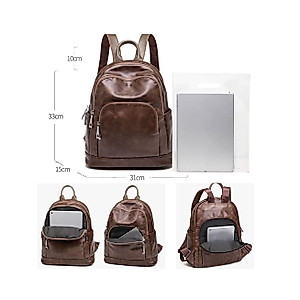 SPYBY Women's Fashion Backpacks Purses, Travel Luggage Bags Wallets, Genuine Leather Casual Daypacks (Color : Brown)