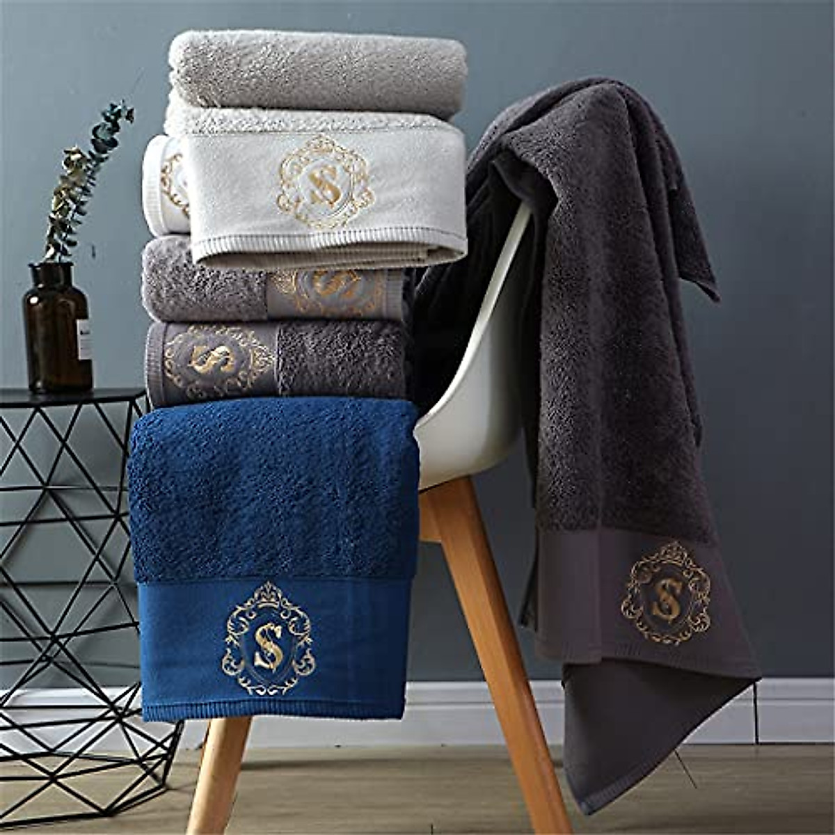 QWERTY Cotton Towels Bathroom Face Bath Towel Set Soft Five Star Hotel Towel Adults Serviette (Color : White)