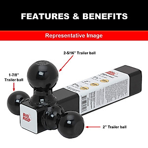 BIG RED ATRLY2005R Torin Trailer Hitch with Triple Ball Mount, Sizes 1-7/8", 2" and 2-5/16"