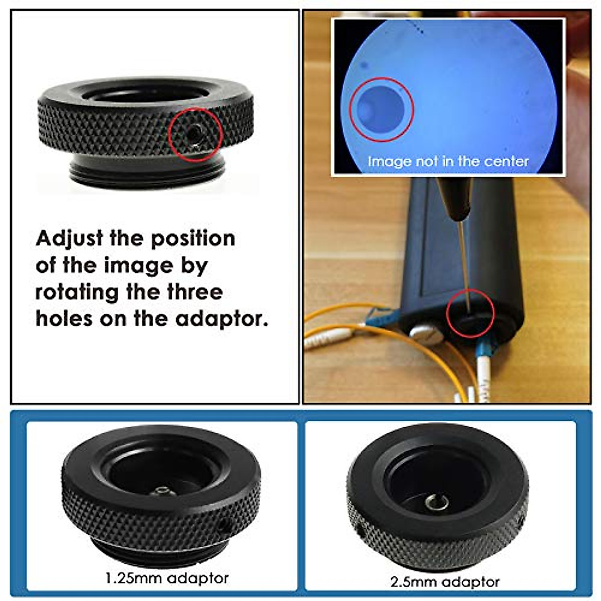 400x Handheld Fiber Optic Microscope Inspection Tool LED Light Coaxial Illumination 2.5mm FC SC ST and 1.25mm LC Adapter