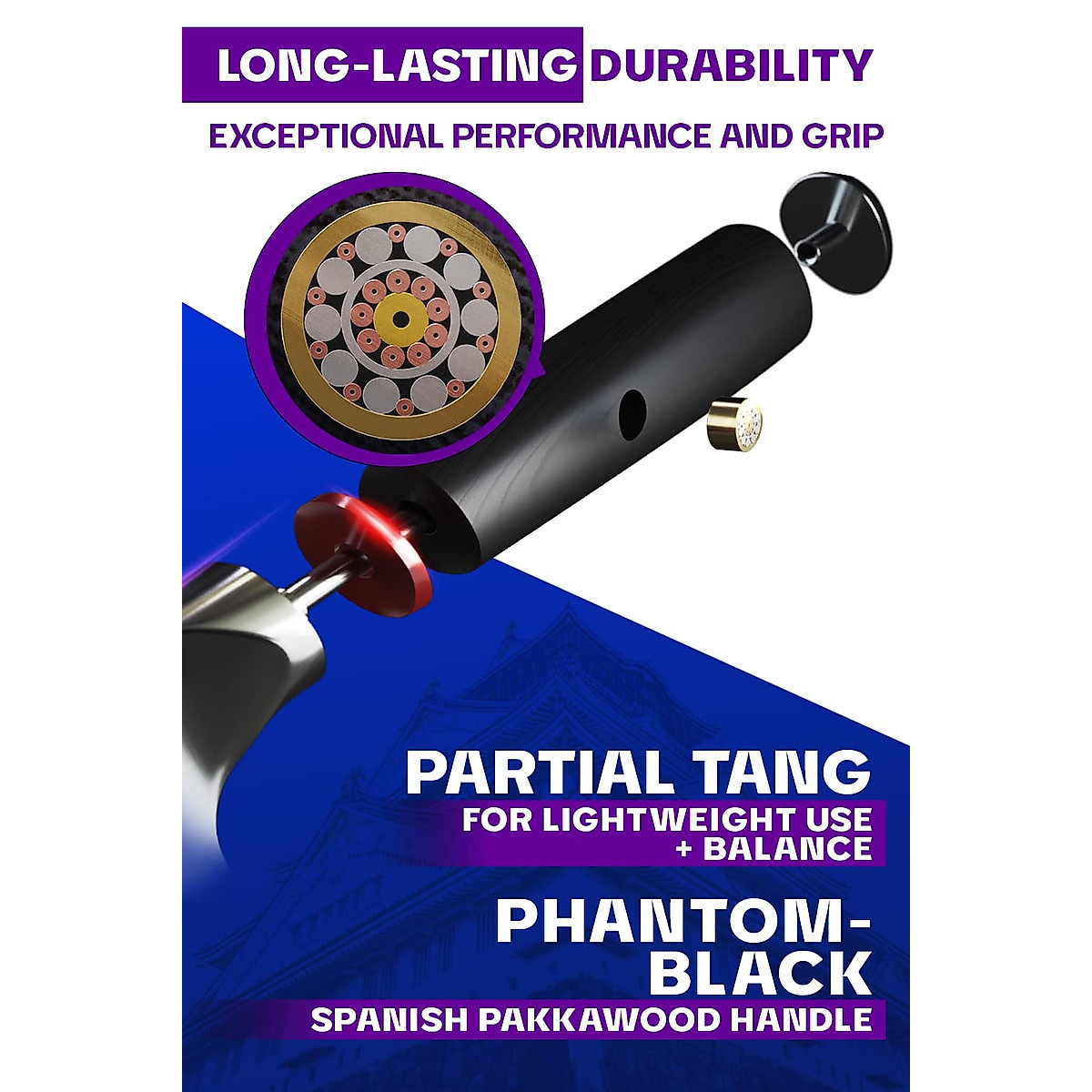 Dalstrong Chef Knife - 8 inch - Phantom Series - Japanese High-Carbon AUS8 Steel Kitchen Knife - Pakkawood Handle - Cooking Knife - Razor Sharp Chef's Knife - Sheath Included